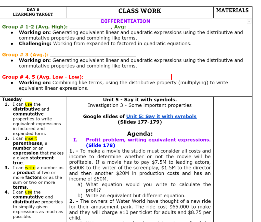 Differentiation in Math Class - The Teaching Experiment